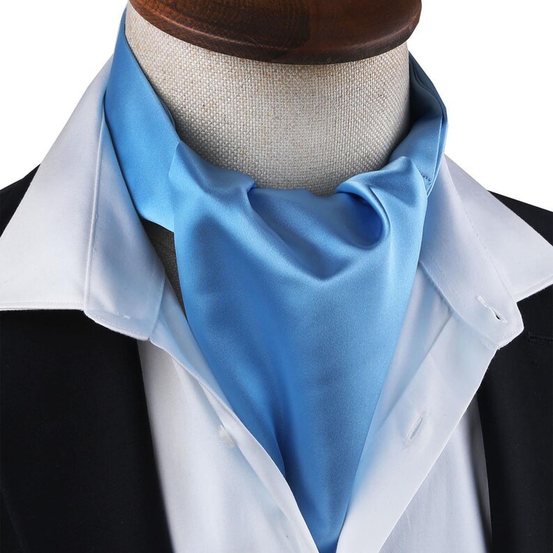 Men's Light Blue Satin Ascot: Elegant Wedding Cravat - Etsy