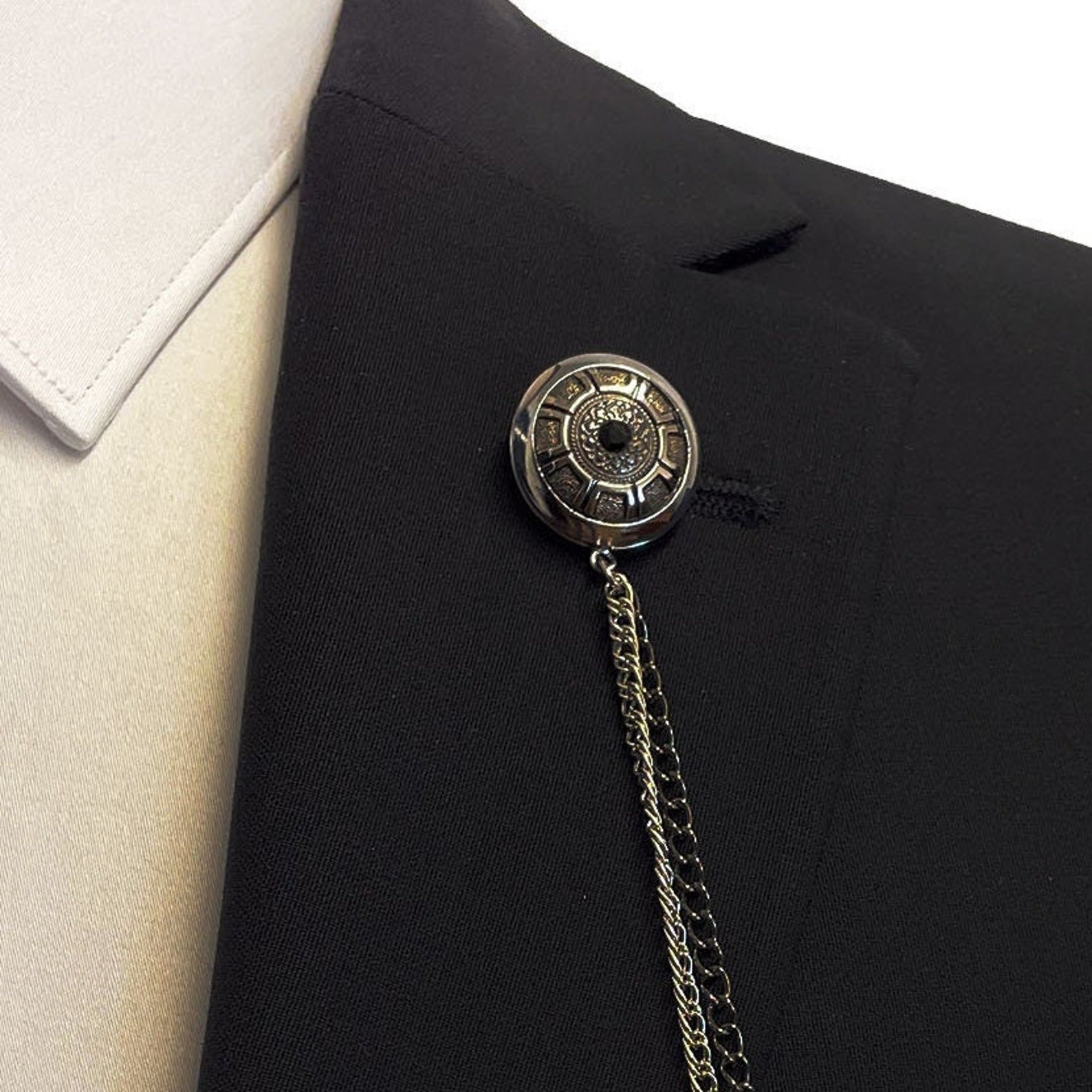 Shirt Collar Pin Chain Jacket Brooch Chain Pin Silver Lapel - Etsy