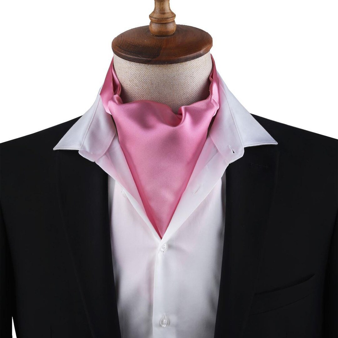 Powder Pink Satin Ascot Cravat: Mens Formal Scarf - Etsy