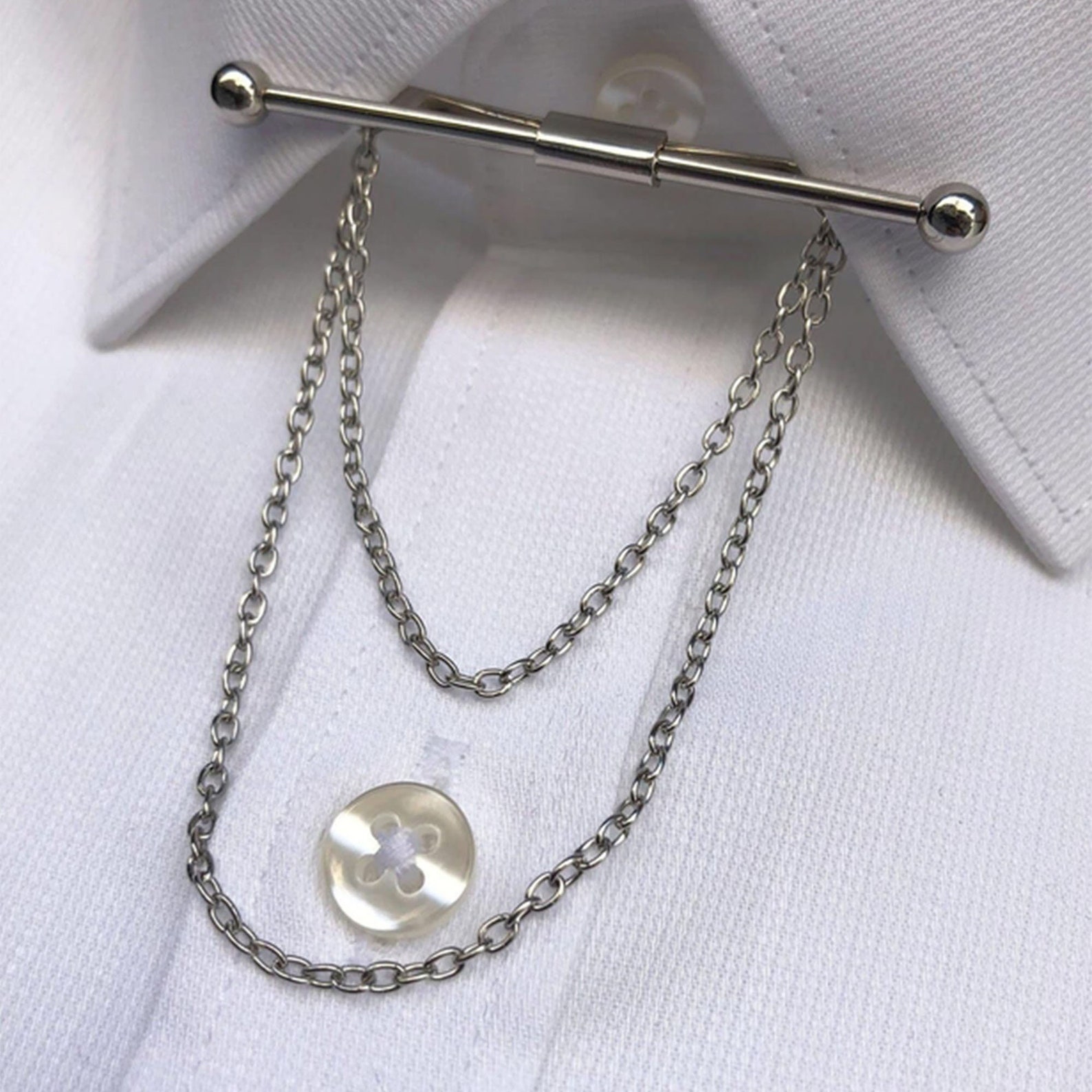 Shirt Collar Bar Chain, Silver Collar Pin Chain, Gold Collar Pin ...
