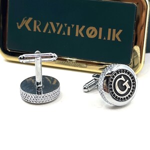 Personalized Initial Cufflinks, Black & Silver, Groomsmen Gift - Etsy