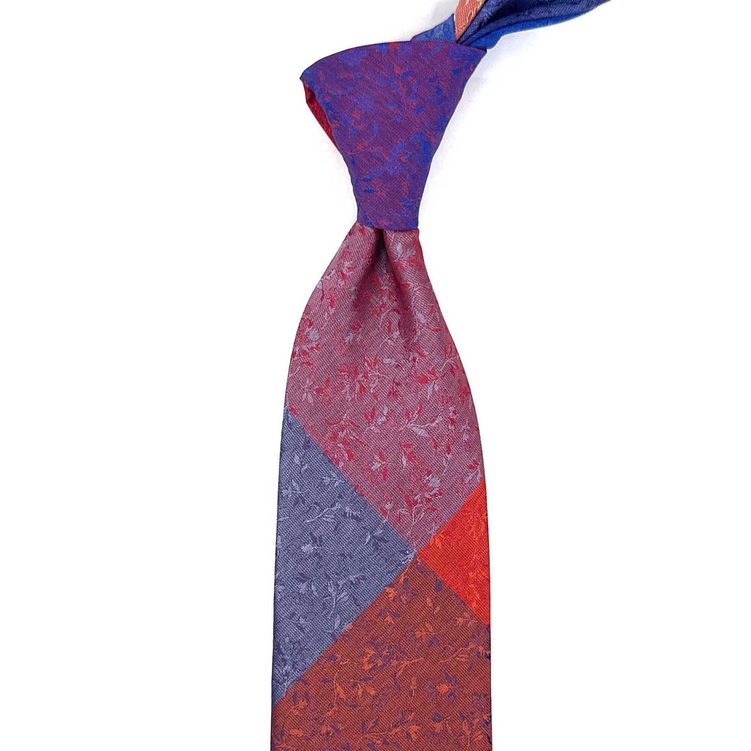 Floral Pattern Patchwork Unique Tie, Mens Handmade Ties, Colorful Ties ...