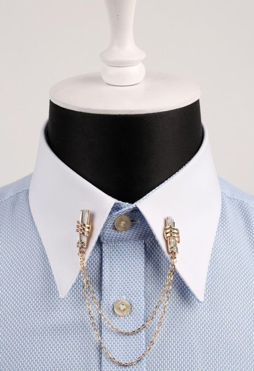 Gold Color Collar Pin for Shirt Clear Stone Collar Pin With - Etsy