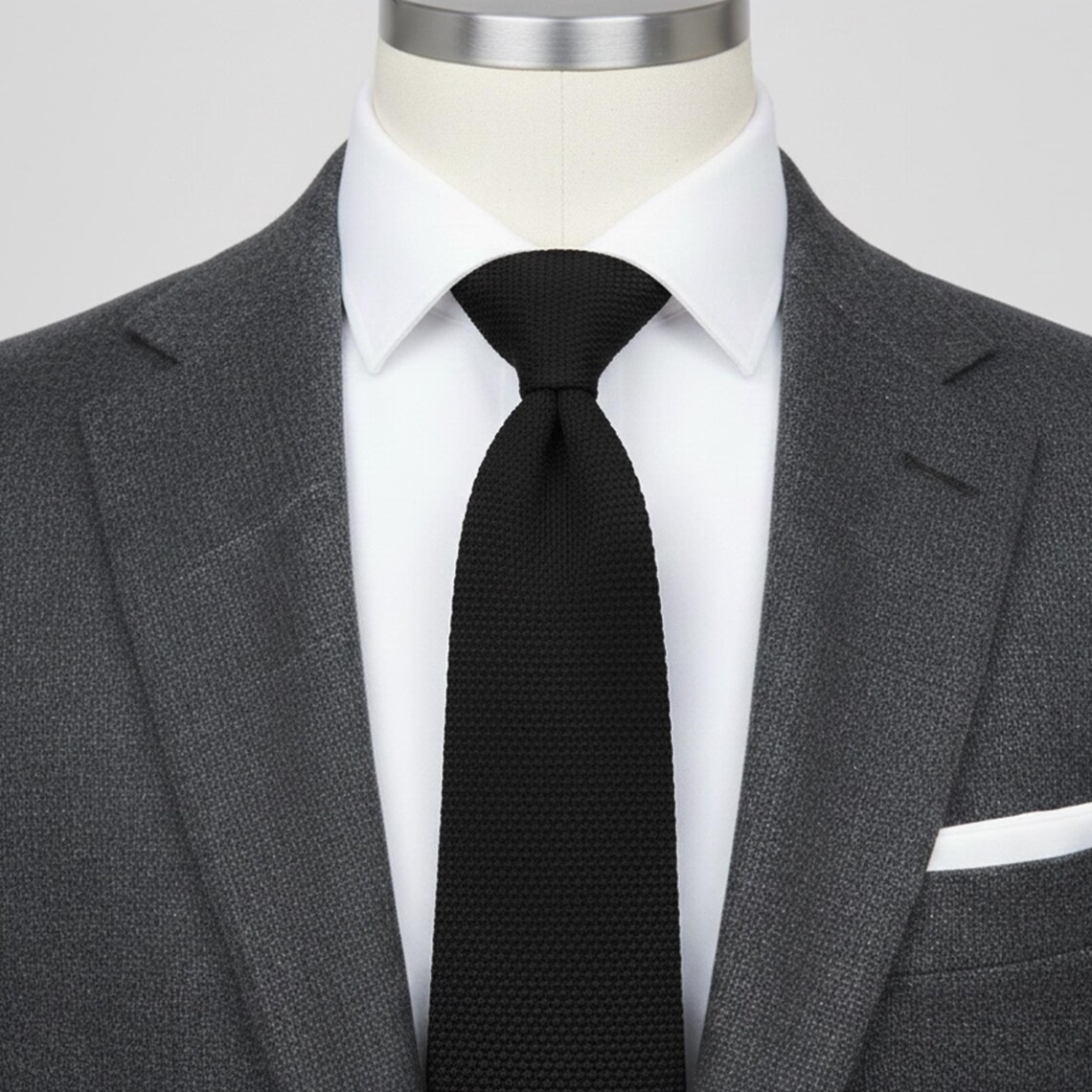 Handmade Black Knit Tie: Elegant Necktie, Square End - Etsy