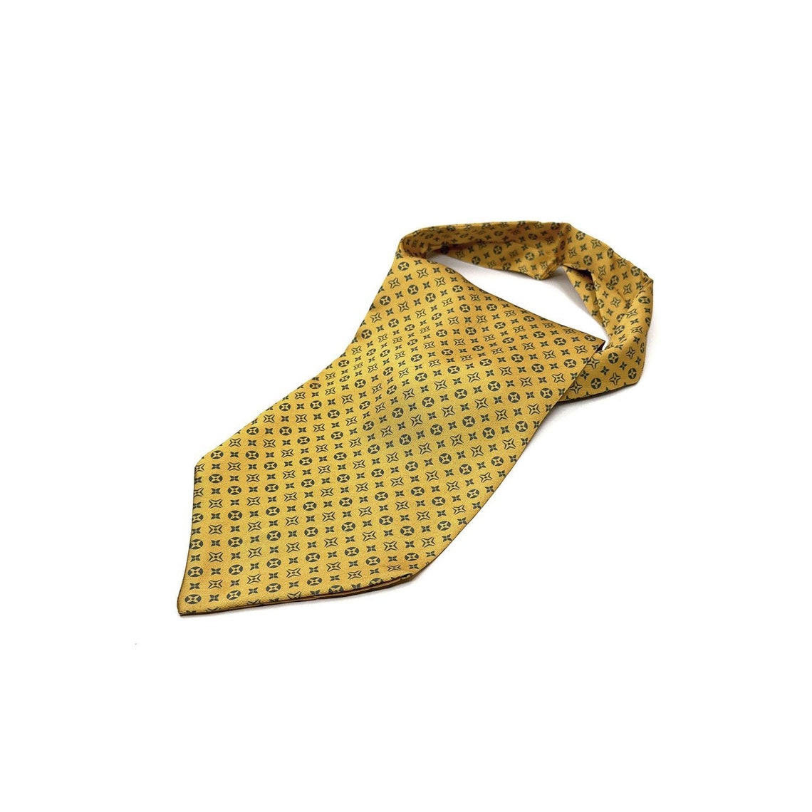 Gravata Ascot em amarelo açafrão – Elegante gravata de cetim com padrão ...