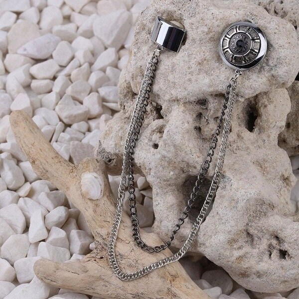 Shirt Collar Pin Chain Jacket Brooch Chain Pin Silver Lapel - Etsy