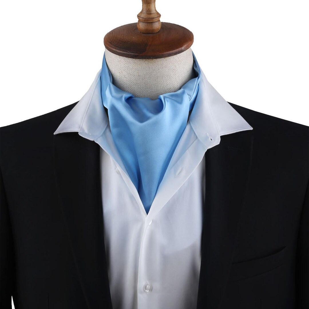 Men's Light Blue Satin Ascot: Elegant Wedding Cravat - Etsy