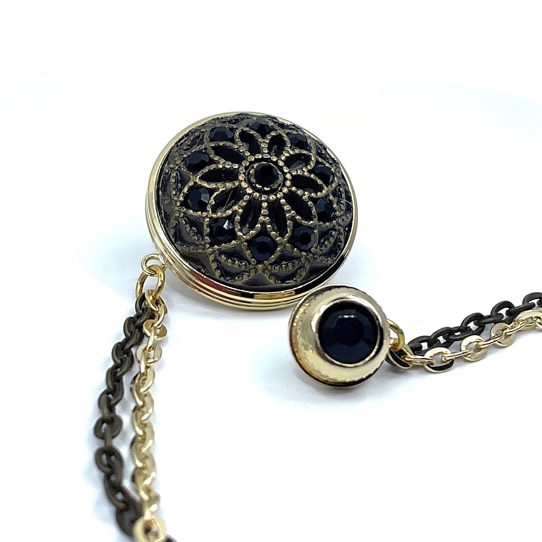 Black & Gold Lapel Pin, Mens Chain Lapel Brooch, Mens Jewelry Shirt Pin ...