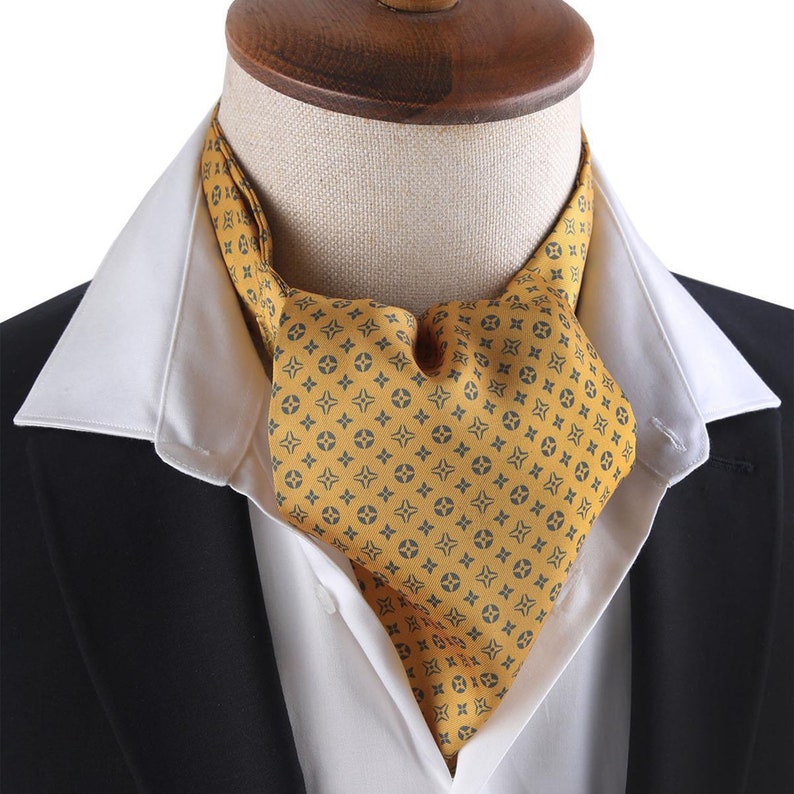 Ascot Cravat in Saffron Yellow – Silky Elegant Patterned Neckwear - Etsy
