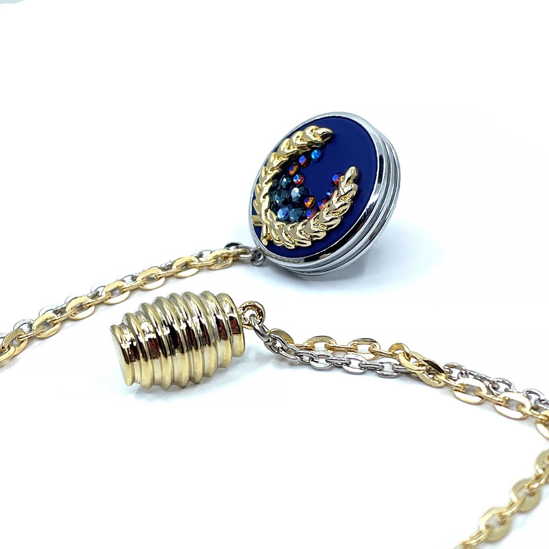 Royal Blue Crystal Lapel Pin, Gold Wheat Wreath Brooch - Etsy