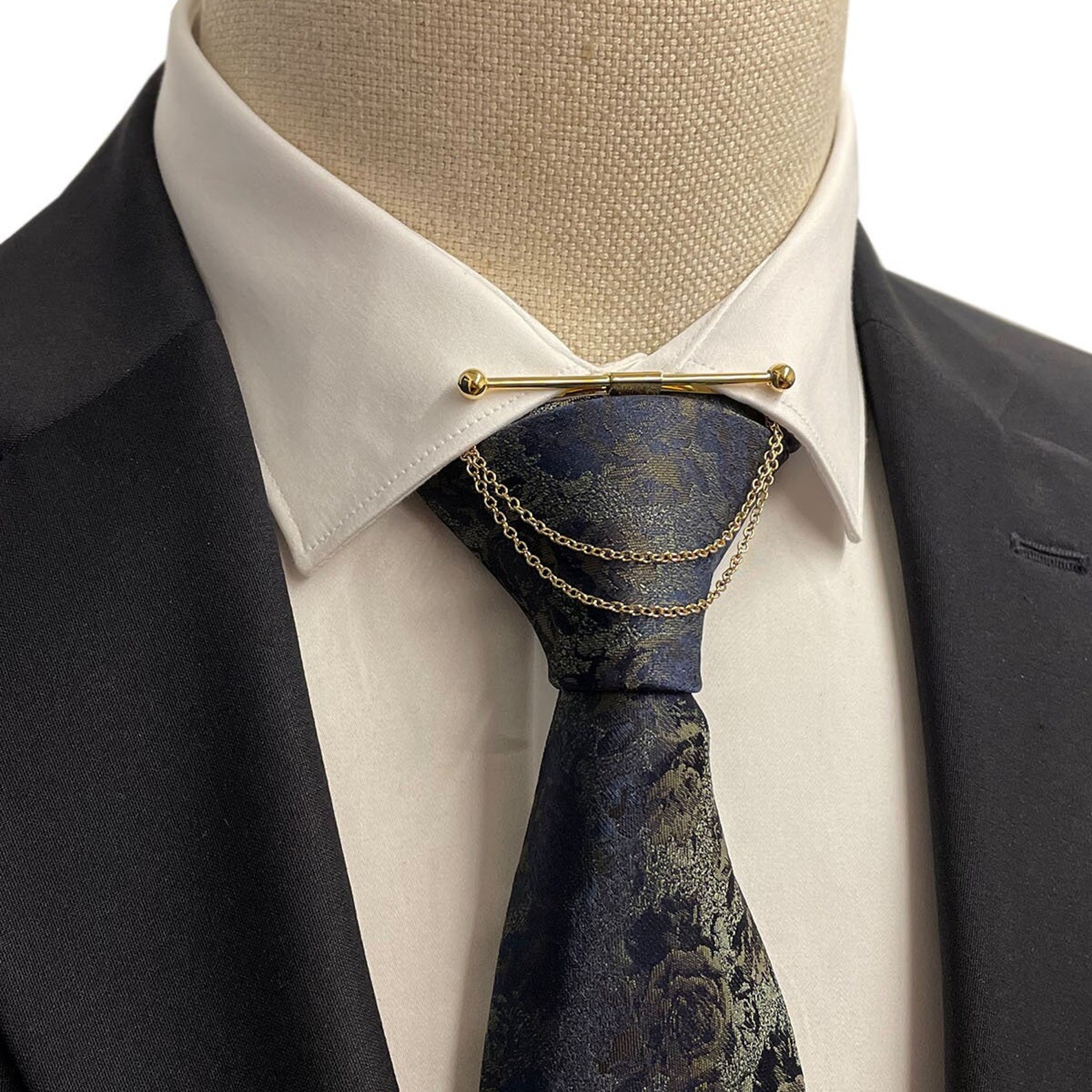 Shirt Collar Bar Chain, Silver Collar Pin Chain, Gold Collar Pin ...