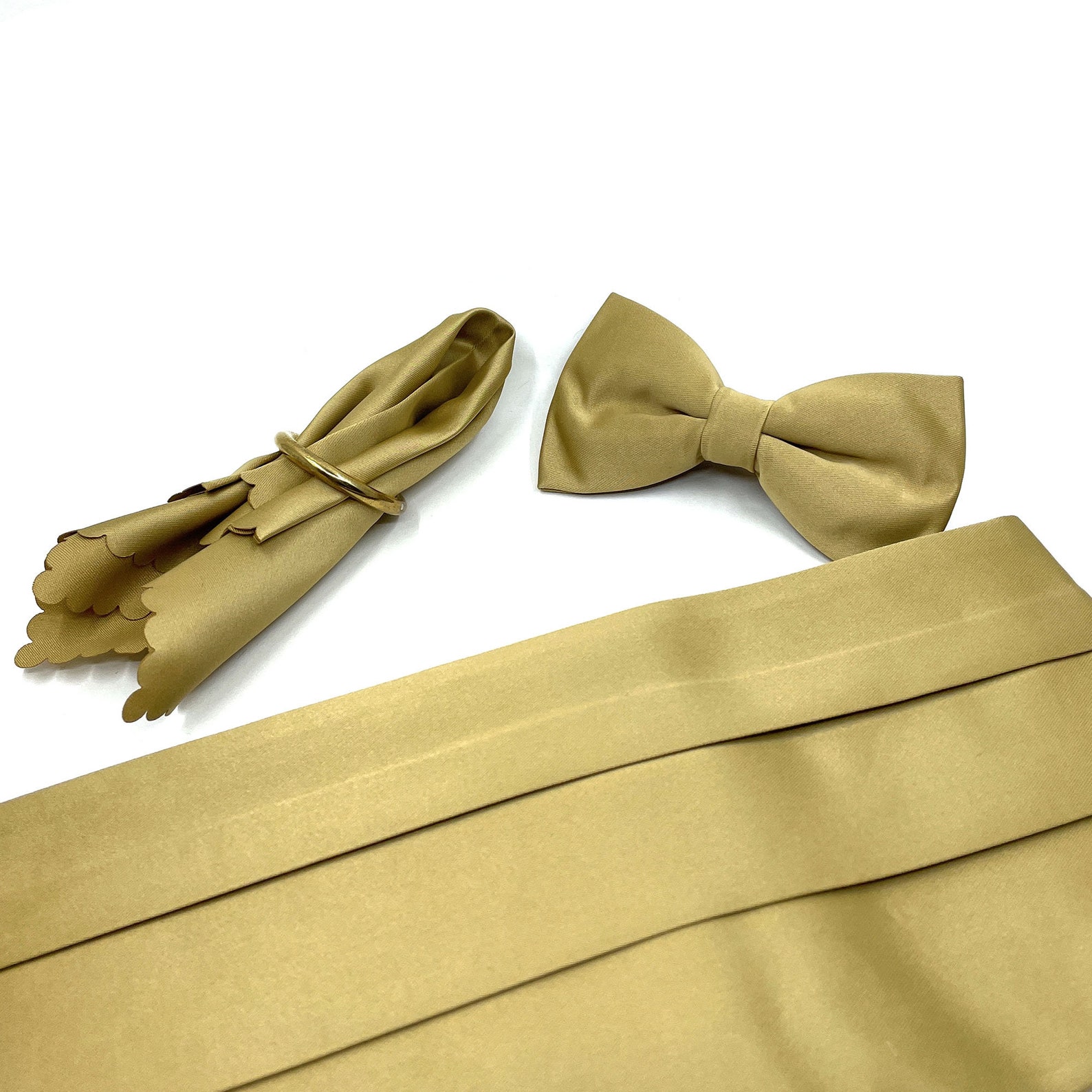 Gold Groomsmen Cummerbund Bow Tie Set Cummerbund Set Wedding - Etsy