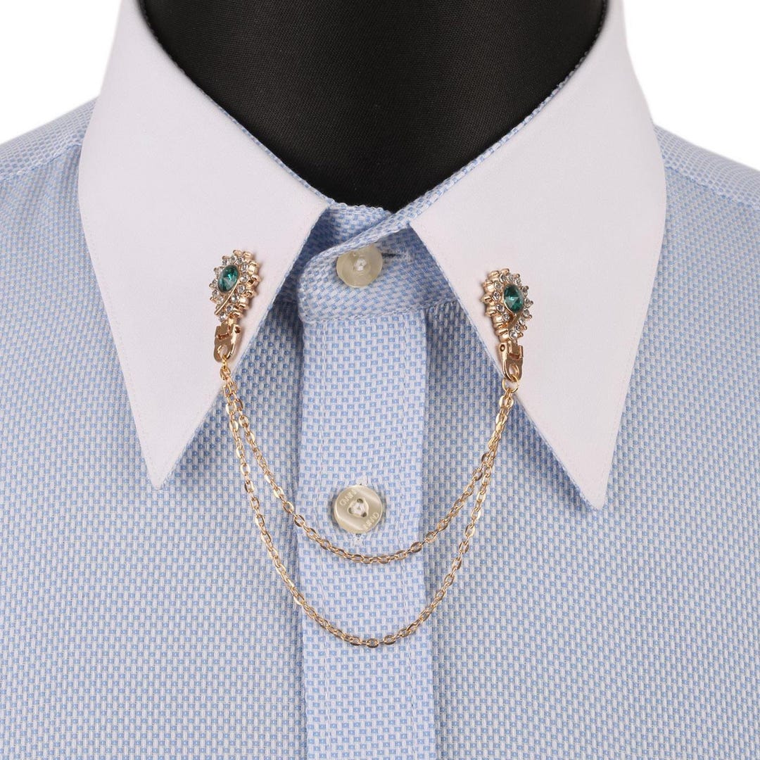 Handmade Gold Shirt Collar Chain Pin: Groomsmen Accessory - Etsy