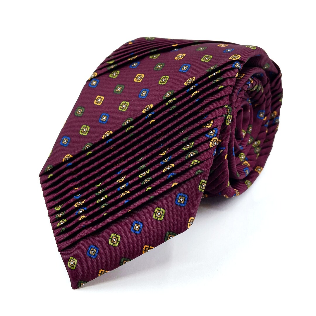 Burgundy Pleated Tie Men, Father of the Grooms Tie, Wedding Tie Men ...