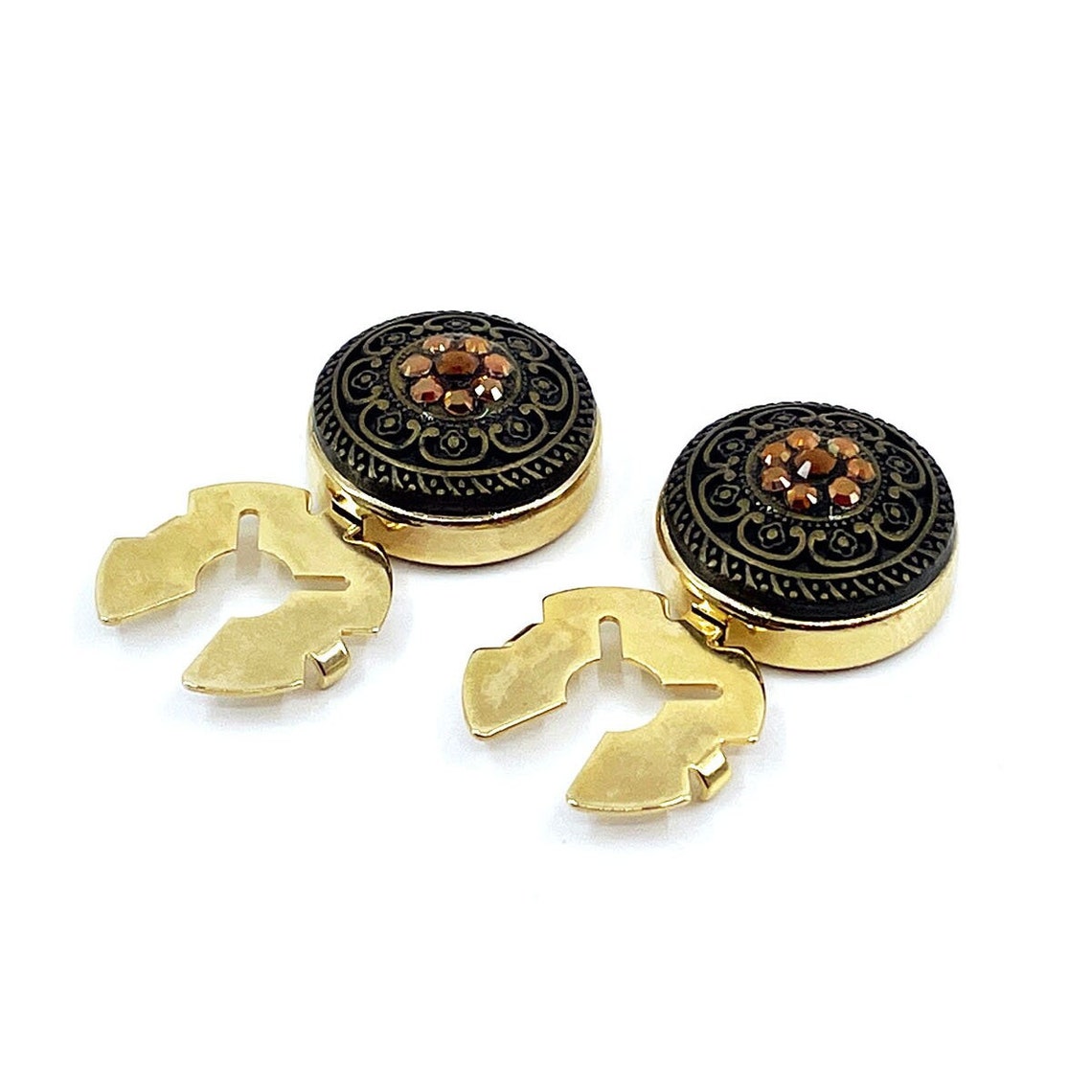 Shirt Button Cover Cufflinks Handmade Gold Cufflinks Orange - Etsy