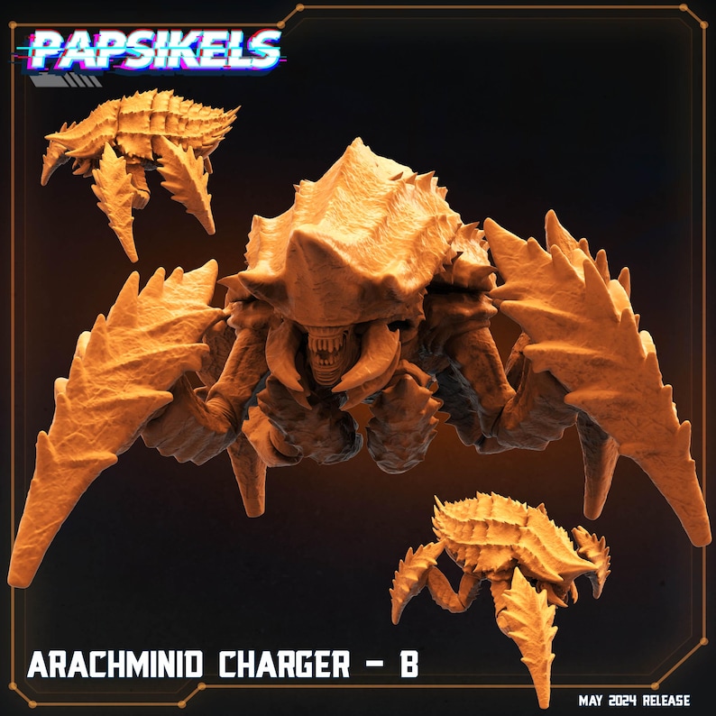 Arachnid Chargers (3 Poses, Fits 105,120mm Oval Bases) | Miniatures ...