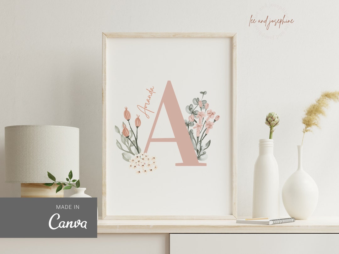 Floral Print Custom Name Wall Art, Playroom Sign, Newborn Name Sign ...
