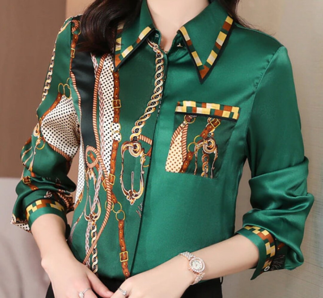 Casual Ladies Horse Print Equestrian Blouse Top Shirt by Equestrian Hills - Etsy