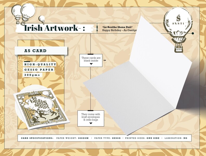 Irish Birthday Card: Lá Breithe Shona Duit Gaelic Design - Etsy