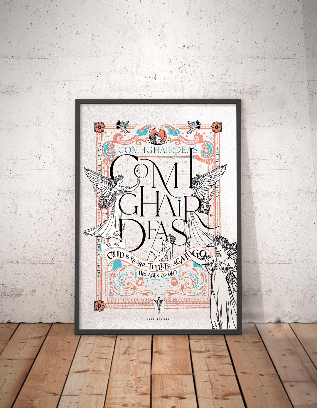 Congratulations Irish Language Poster Comhghairdeas Living Room Artwork ...