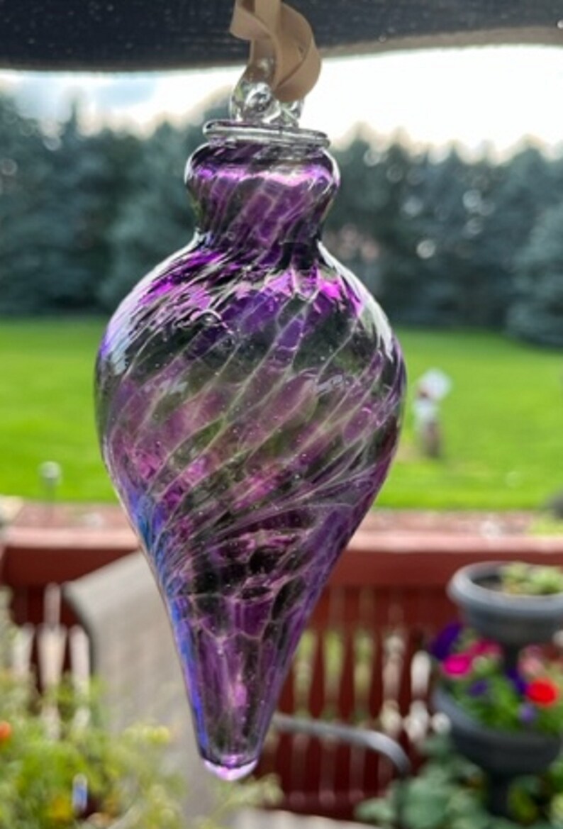Suncatcher Glass Ornament Hand Blown Glass Spindle Purple - Etsy