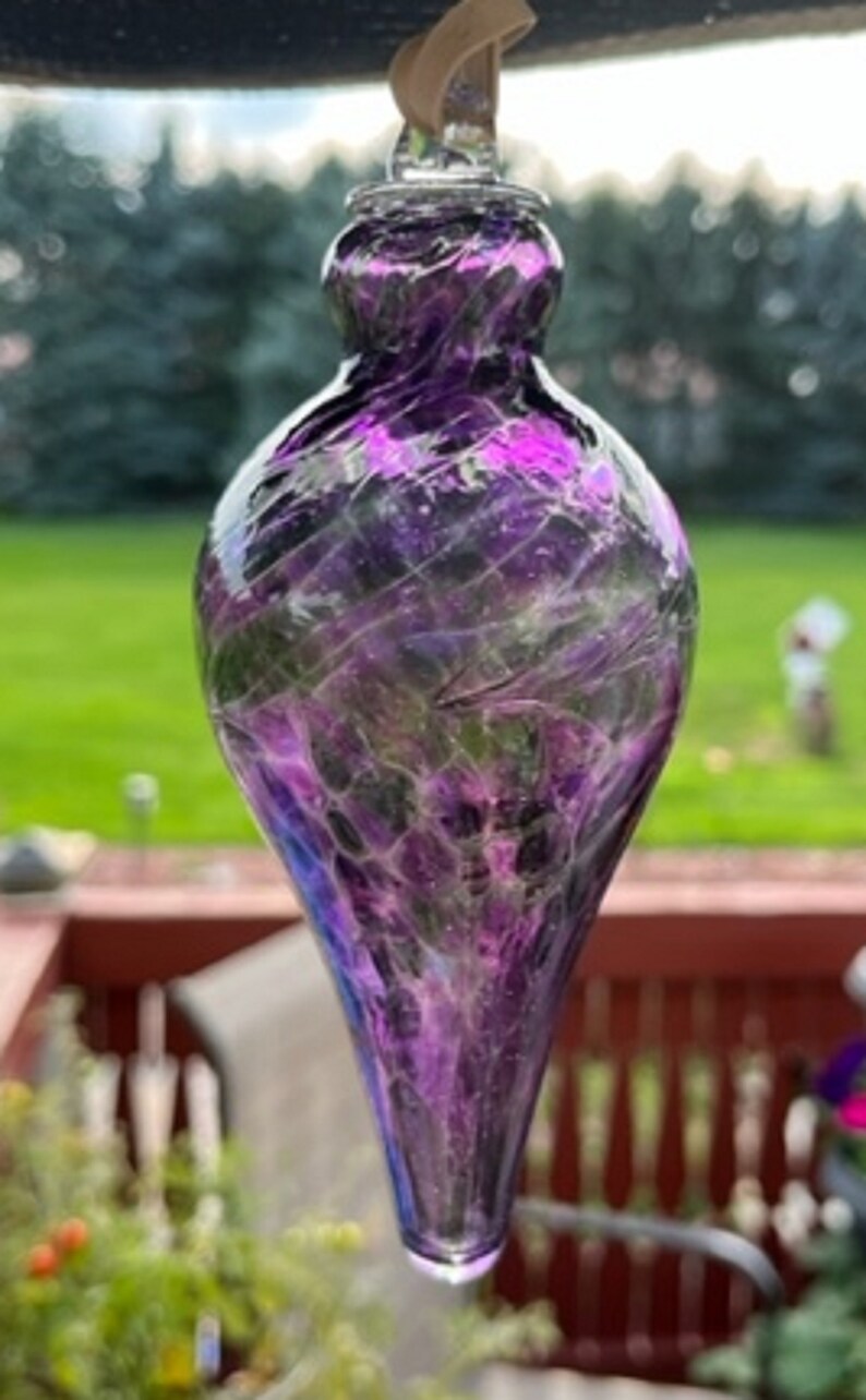 Suncatcher Glass Ornament Hand Blown Glass Spindle Purple - Etsy