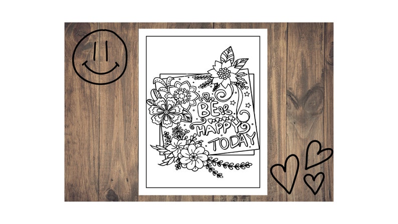 Be Happy Coloring Page - Etsy