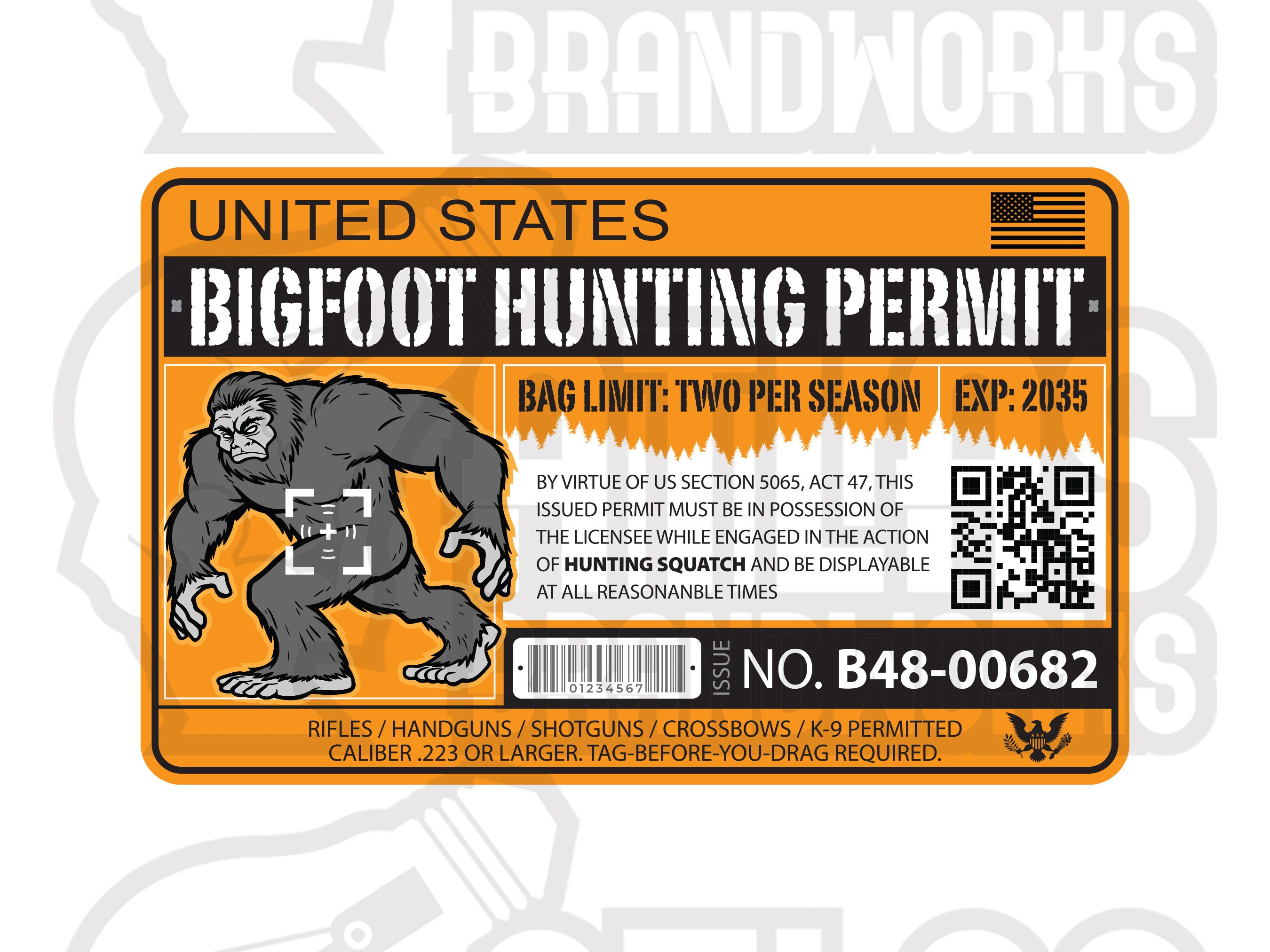 Bigfoot Permit, Hunting, License, Target, Cartoon, Funny, Digital - Etsy