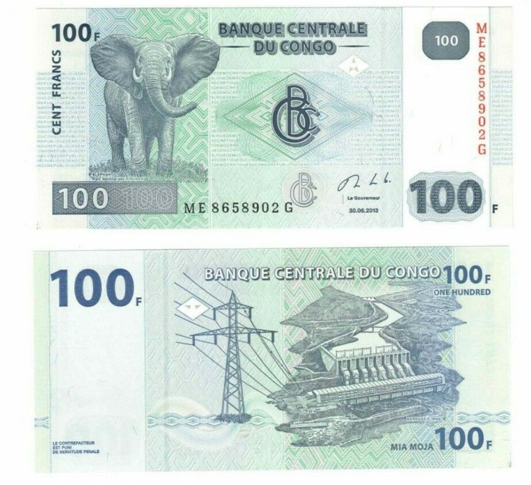 Congo Democratic Republic Banknote 100 Francs P98b UNC Elefant - Etsy ...