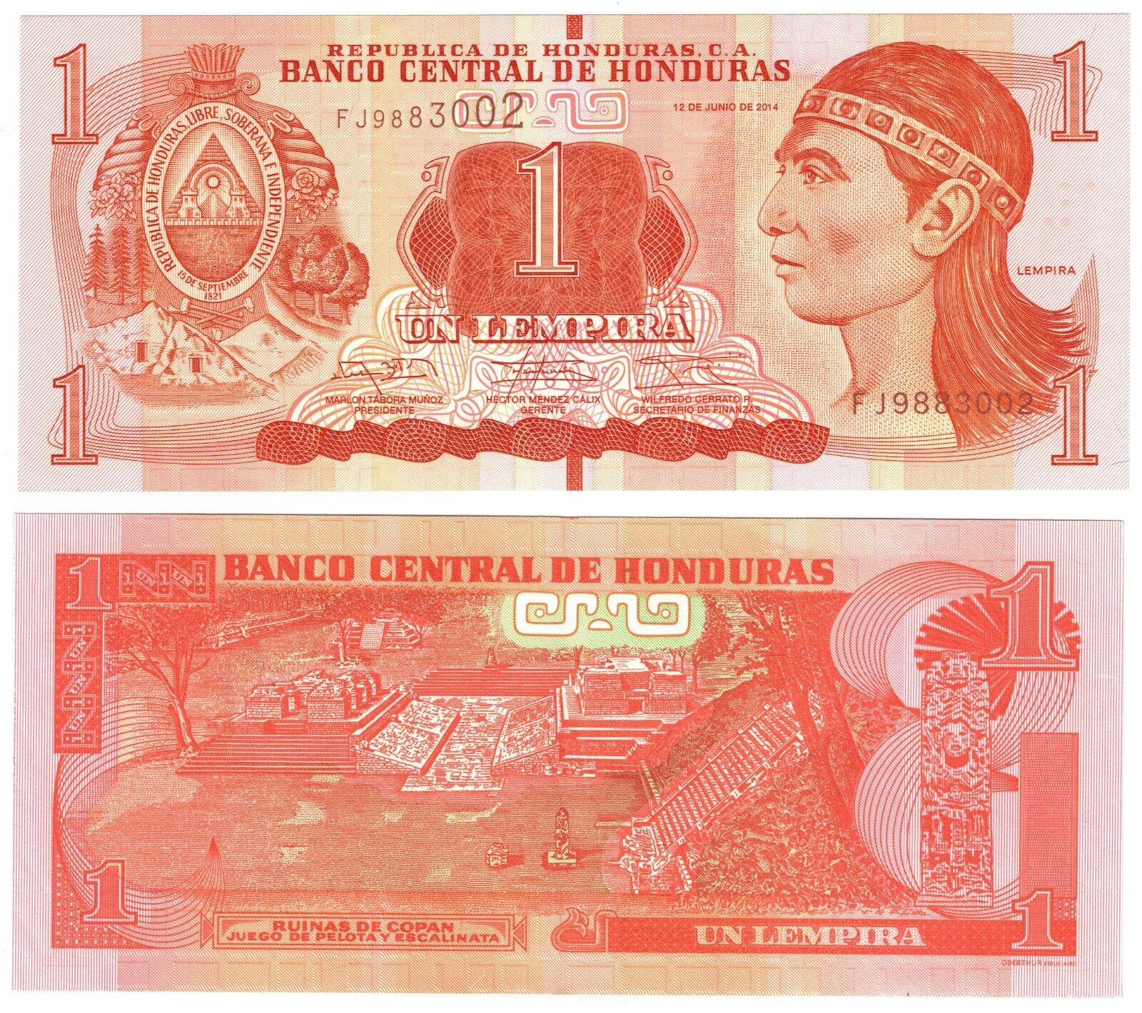 2014 Honduras 1 Honduran Lempira Banknote P96b UNC - Etsy