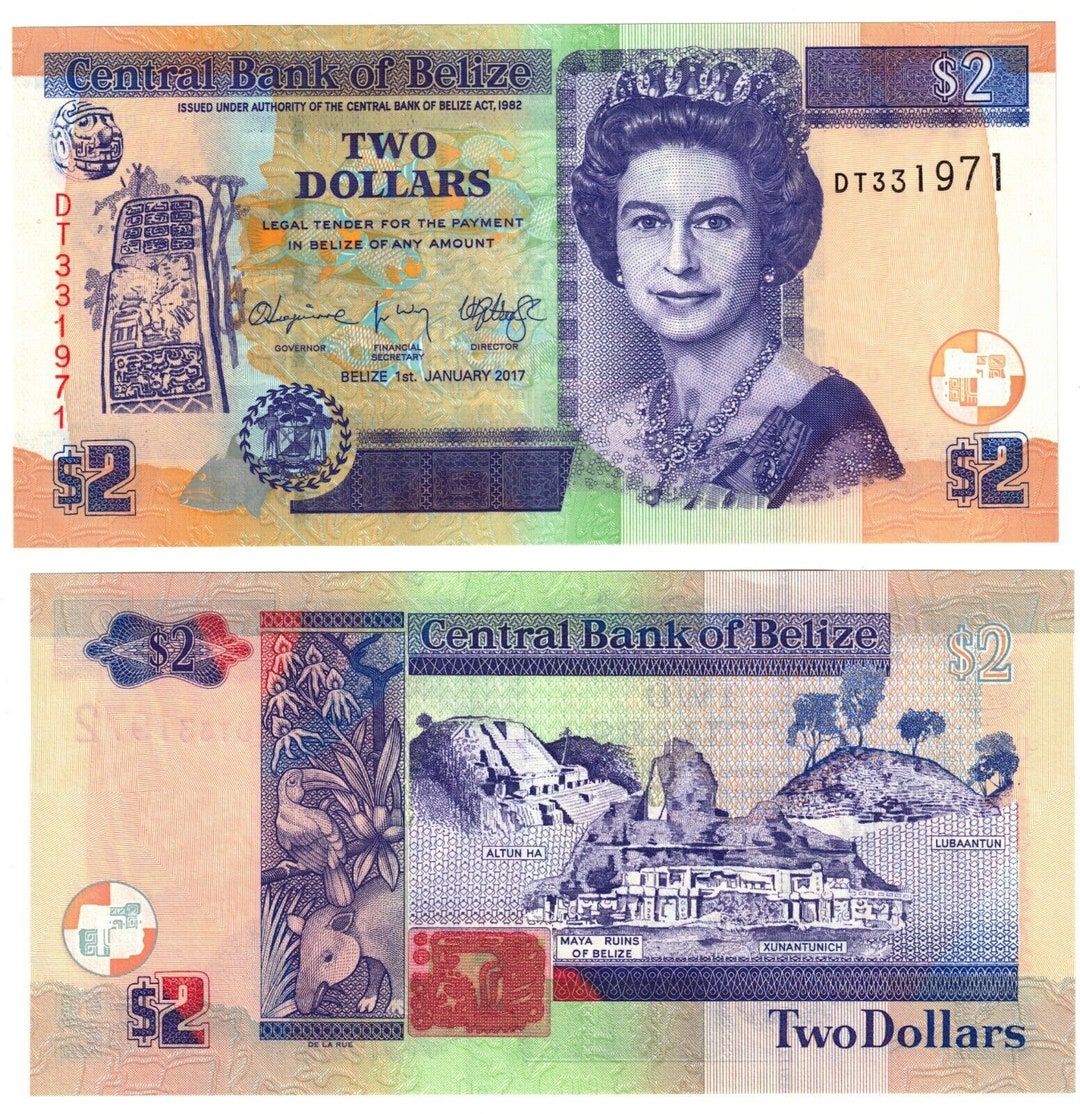 2017 Belize 2 Dollars P66f Banknote UNC - Etsy Canada