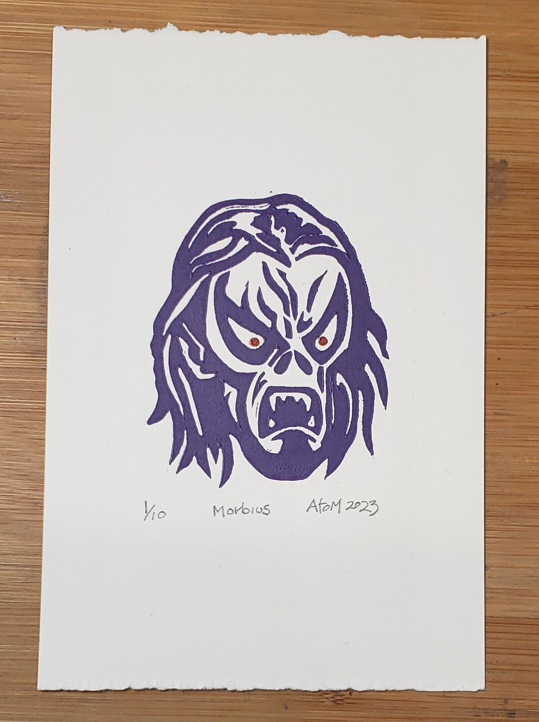 Morbius, the Living Vampire Handmade Two-color Limited Edition Linocut ...