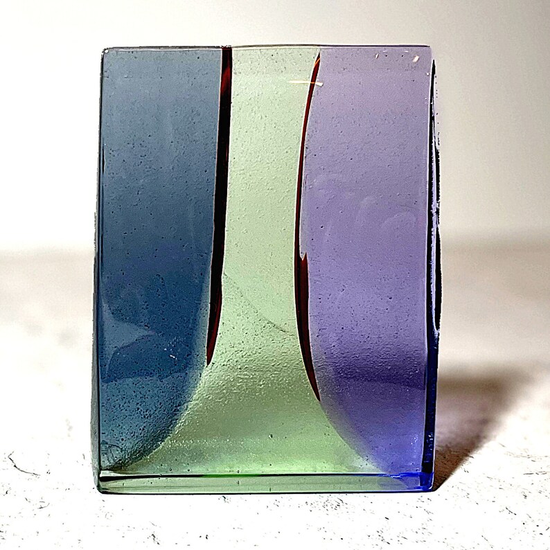 Small Wedge Fused Glass Sculpture - Etsy