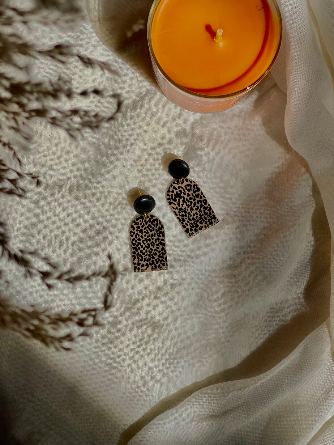 Cheetah Print Dangled Clay Handmade Earrings. Fall Jewelry . Beautiful ...