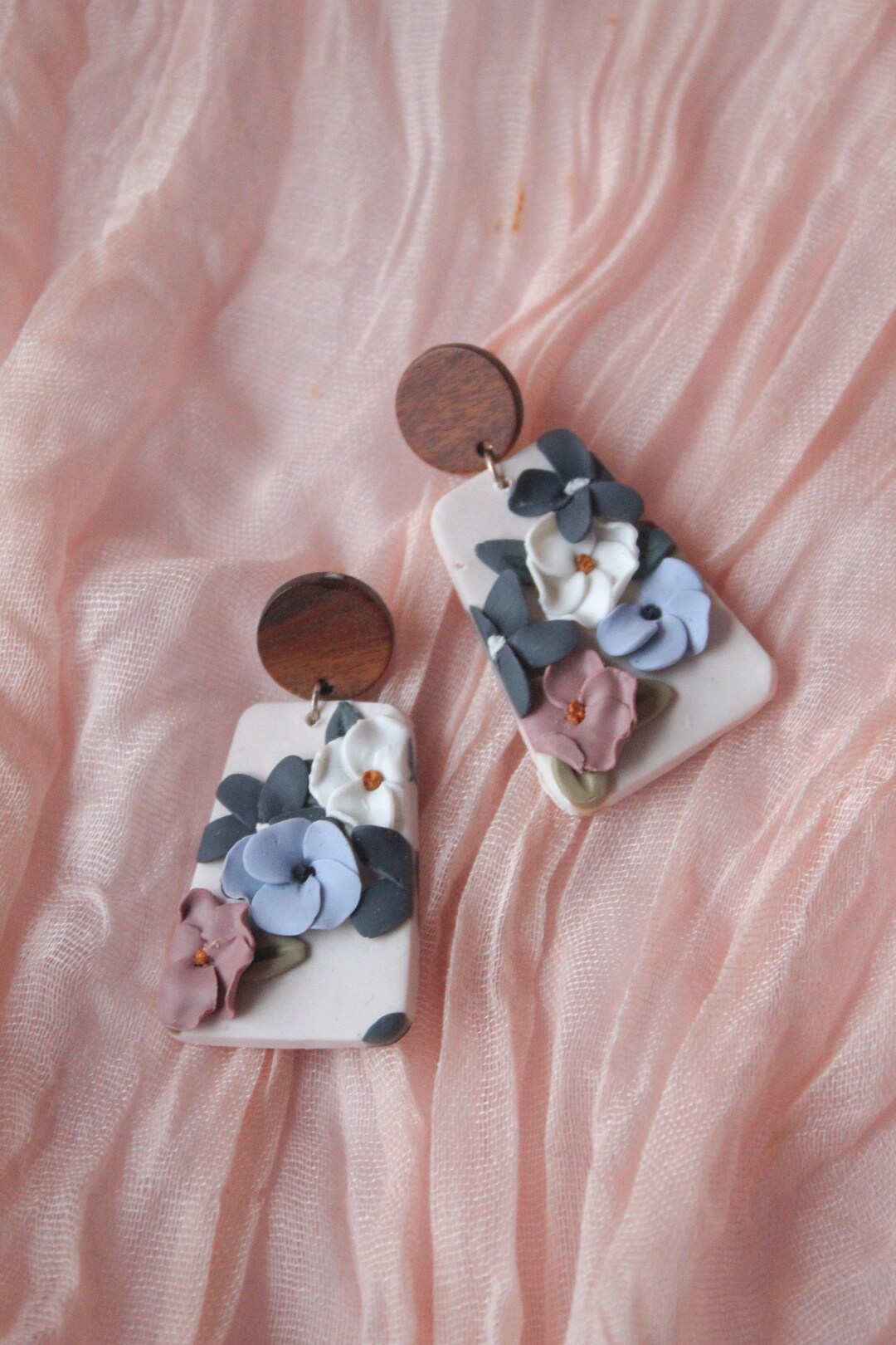 Polymer Clay Spring Flower Earrings. Clay Flower Earrings. Floral ...