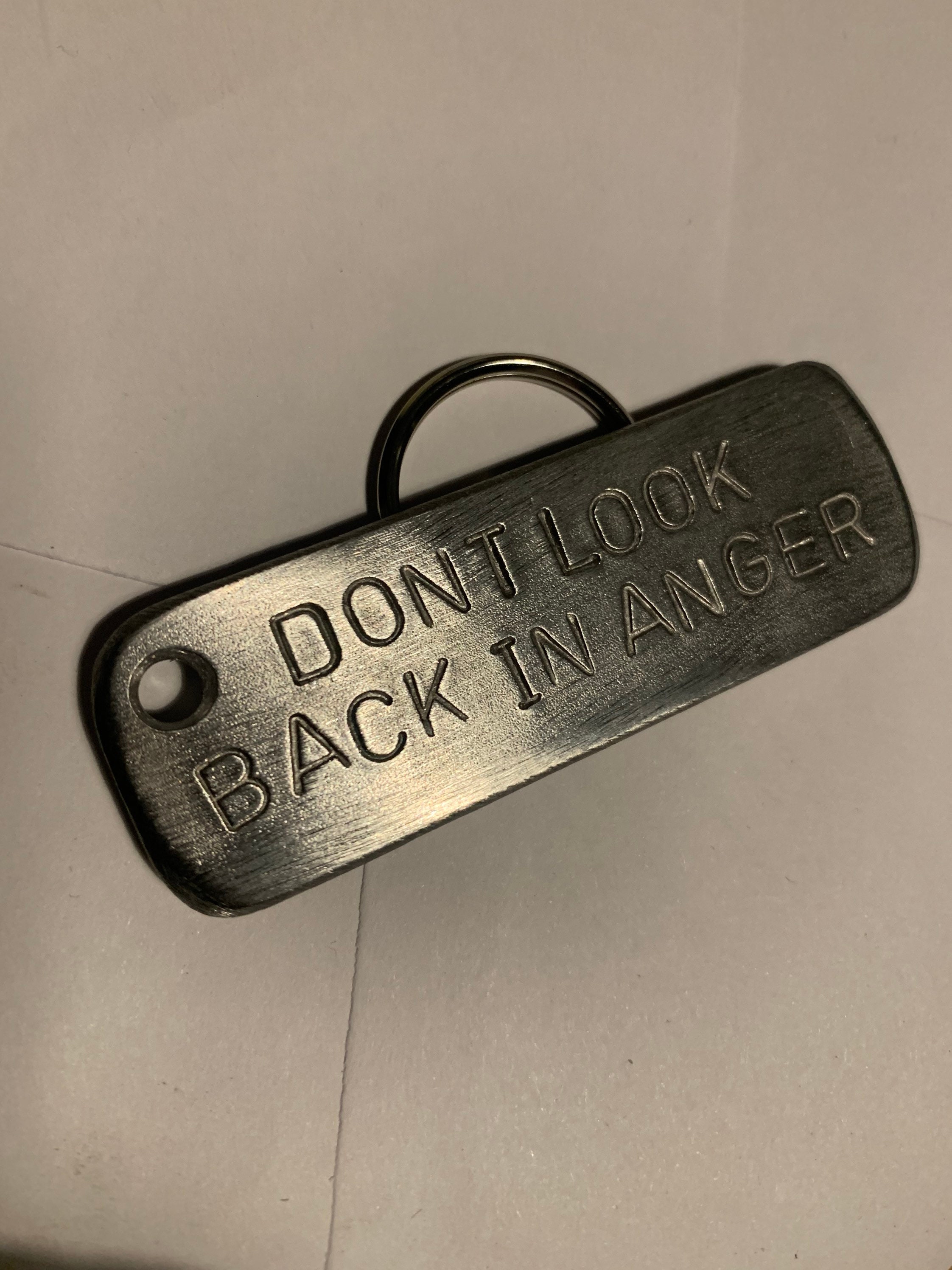 Oasis Inspired Dont Look Back in Anger Steel Keyring Handmade - Etsy