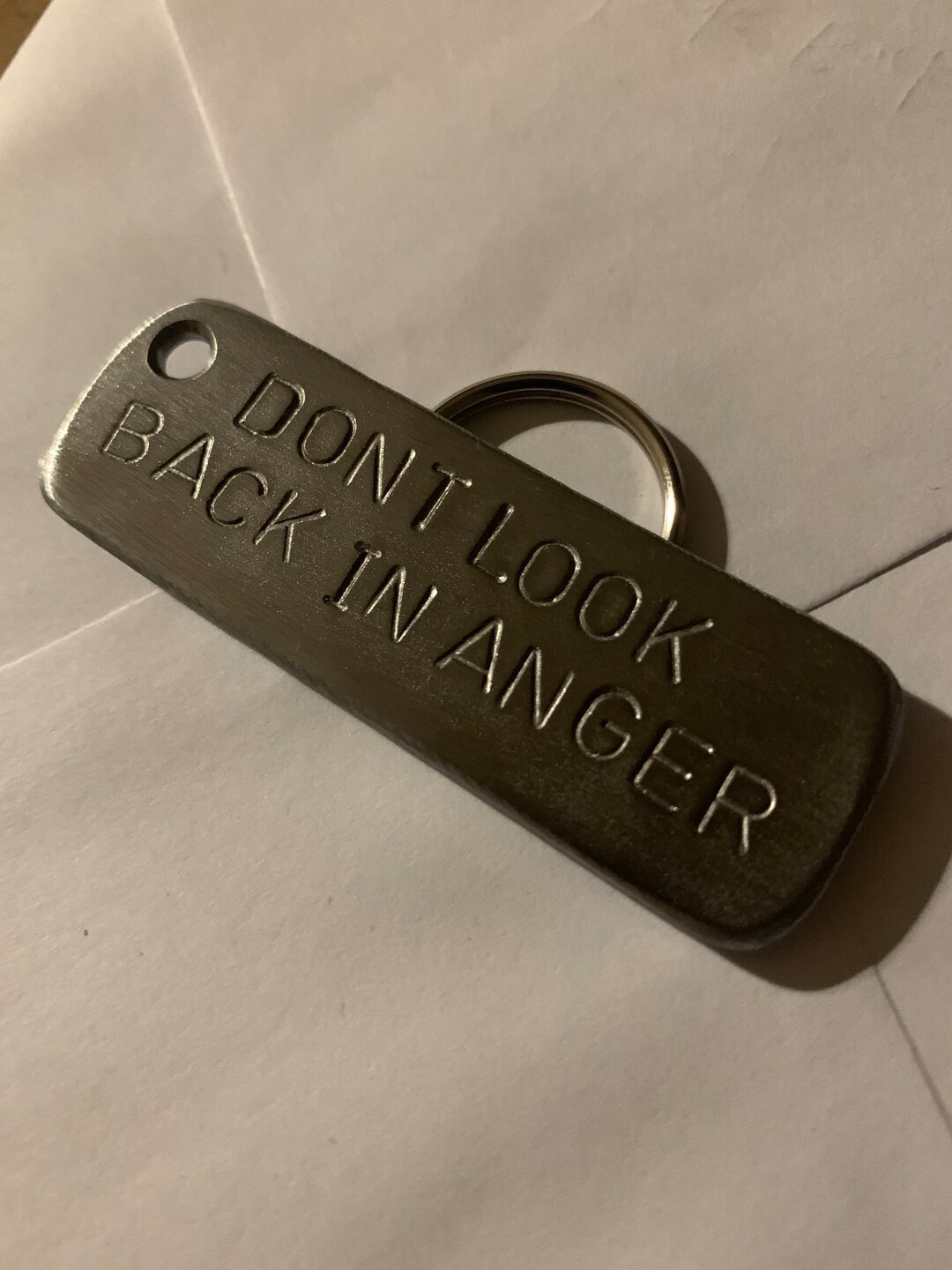 Oasis Inspired Dont Look Back in Anger Steel Keyring Handmade - Etsy