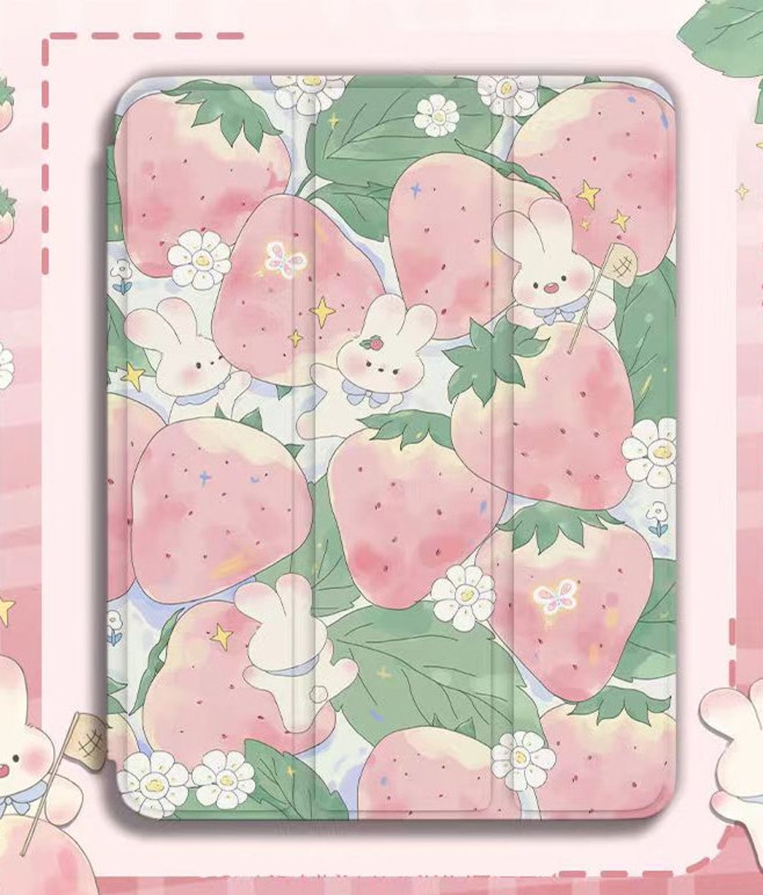 Bunny Strawberry iPad Case, Cute iPad Air Case, Kawaii Case With Holder ...