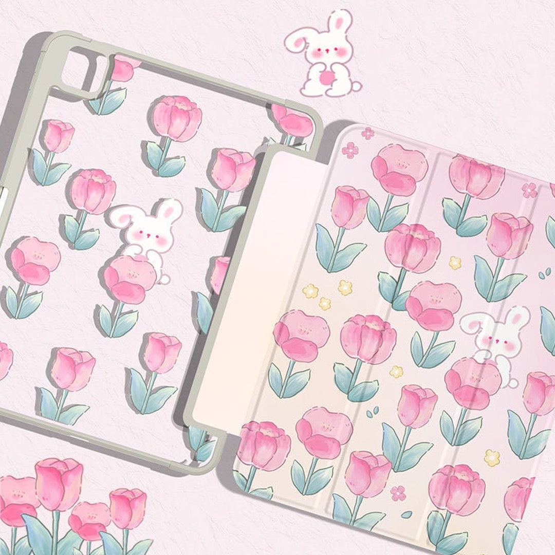 Cute Tulip iPad Case, Acrylic iPad Pro Case, iPad Air 5 Case, iPad 2018 ...