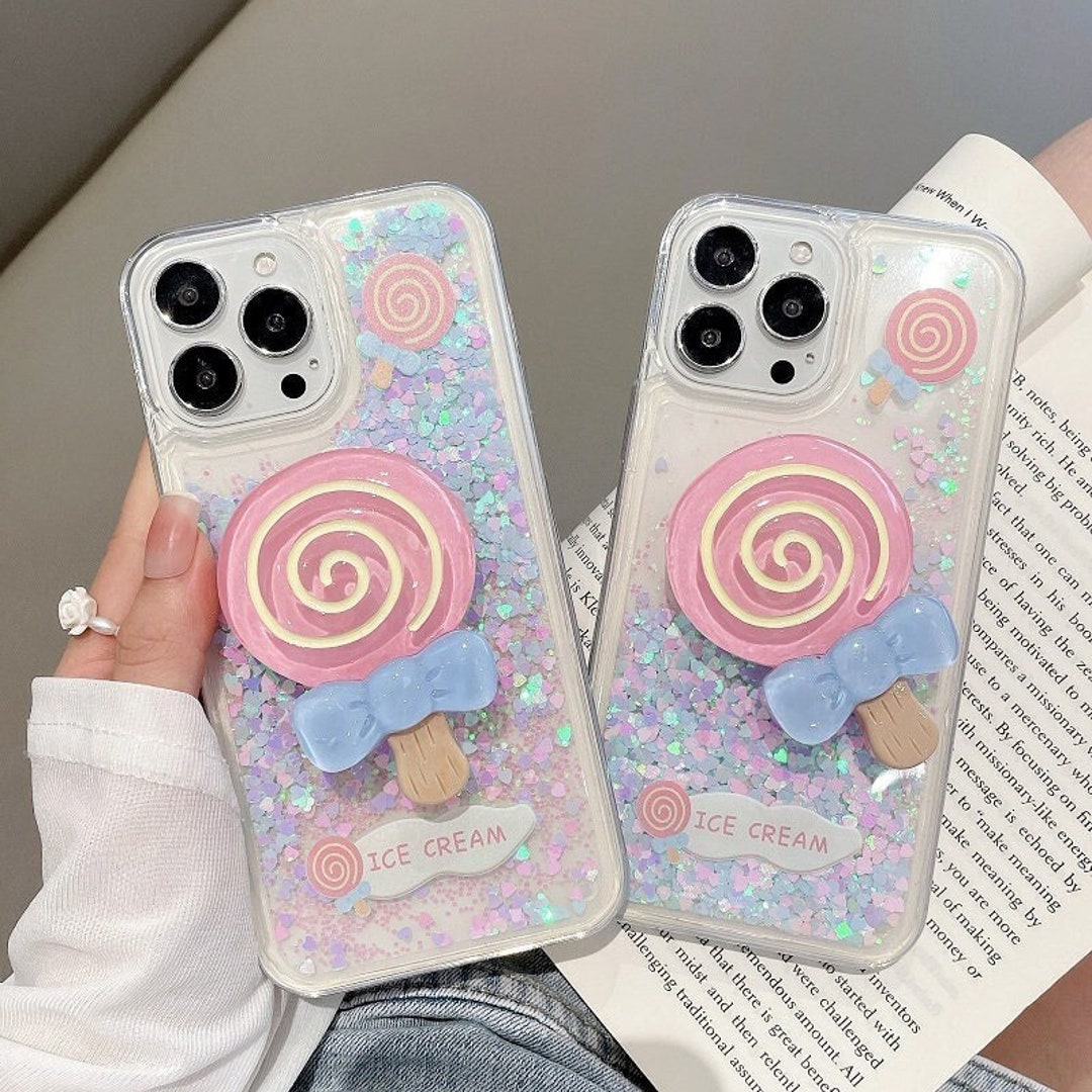Lollipop Clear Iphone Case 3D Quicksand Iphone Case Liquid - Etsy