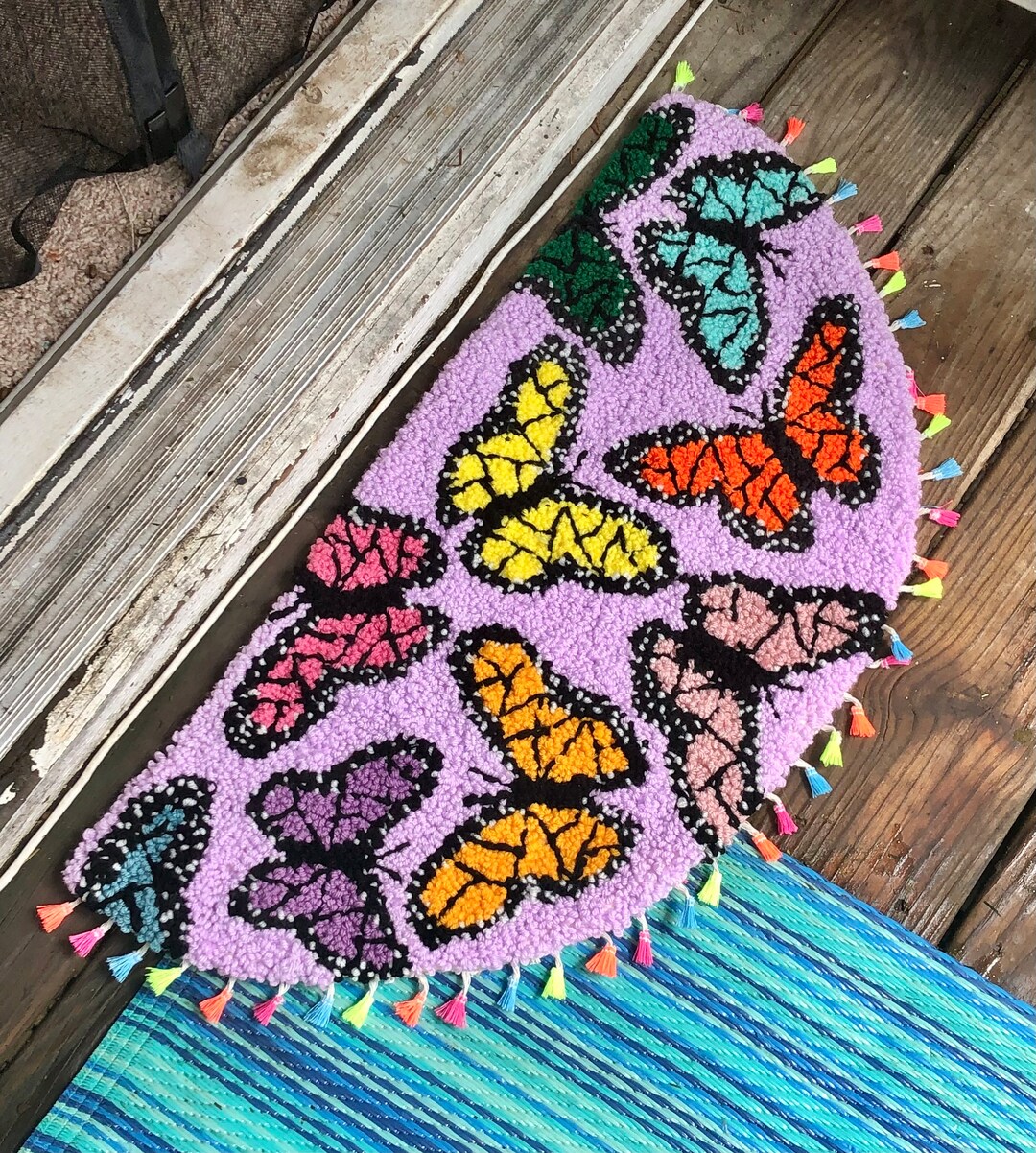 Handmade Early 2000s Butterfly Rug - Etsy
