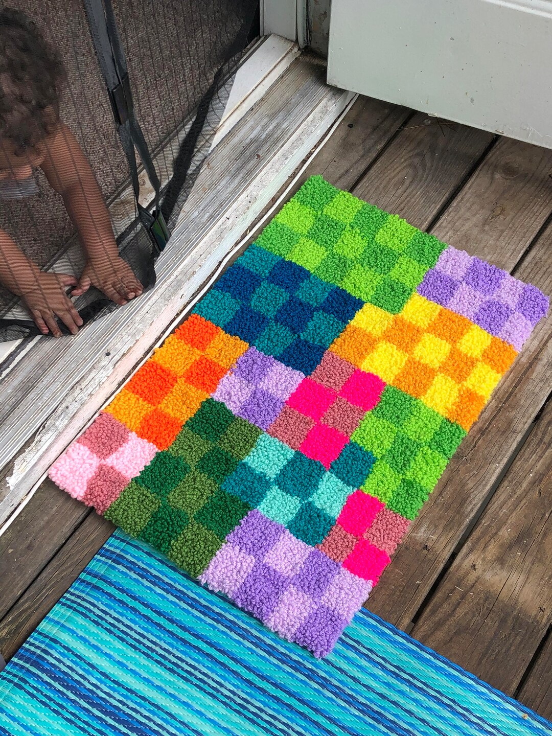 Handmade Rectangle Checkerboard Rug - Etsy