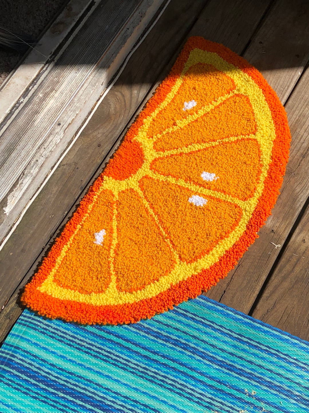 Handmade Orange Fruit Half Circle Rug - Etsy