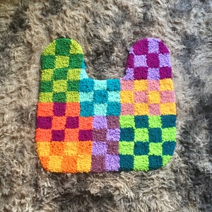 Handmade Rainbow Checkerboard Toilet Rug - Etsy