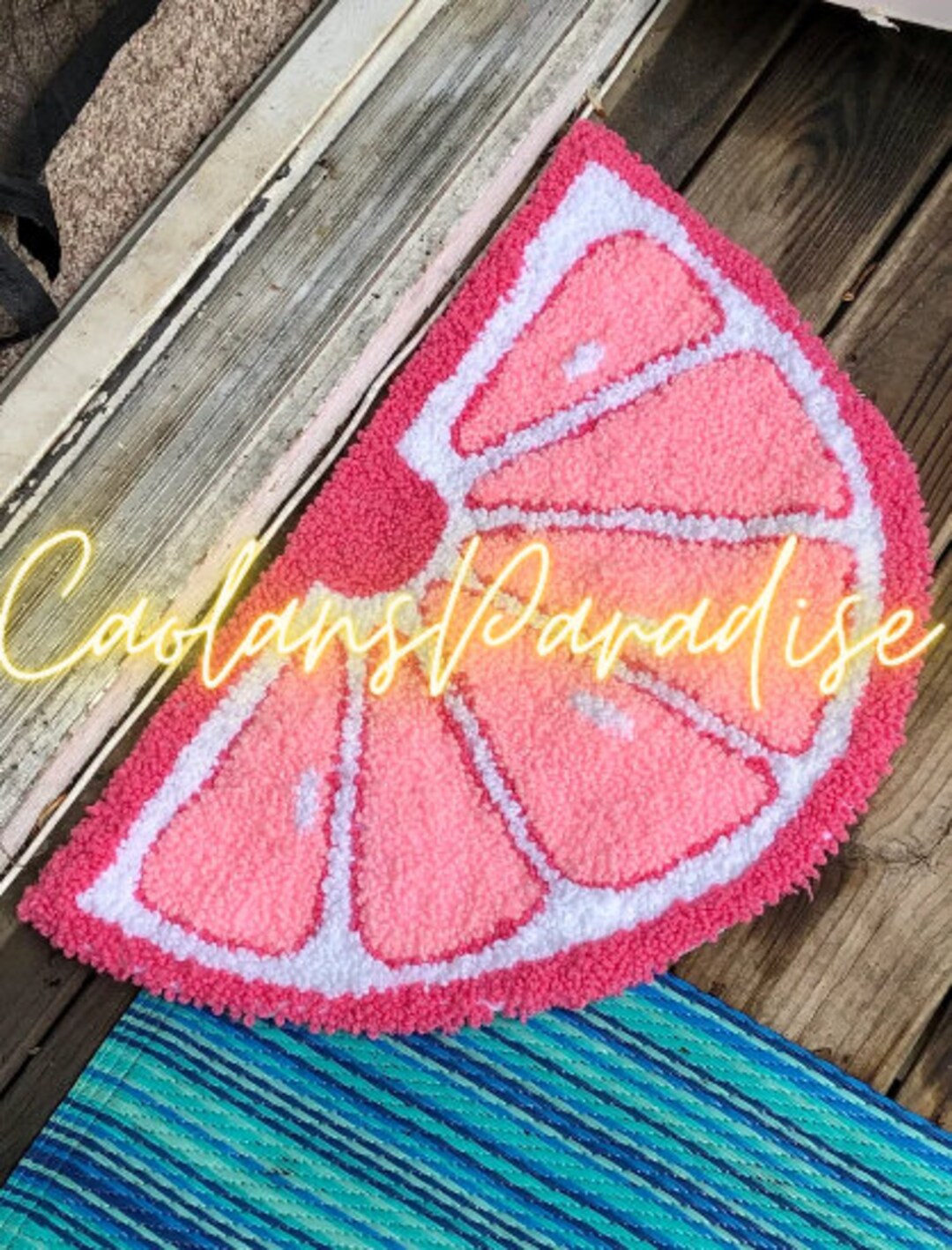 Handmade Pink Grapefruit Lemon Rug - Etsy