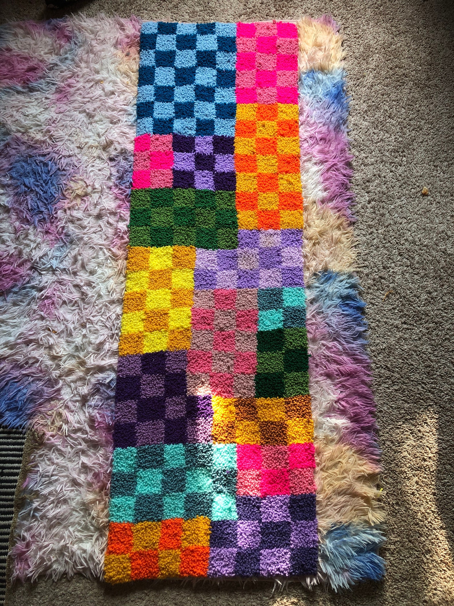 Handmade Rectangle Checkerboard Rug - Etsy