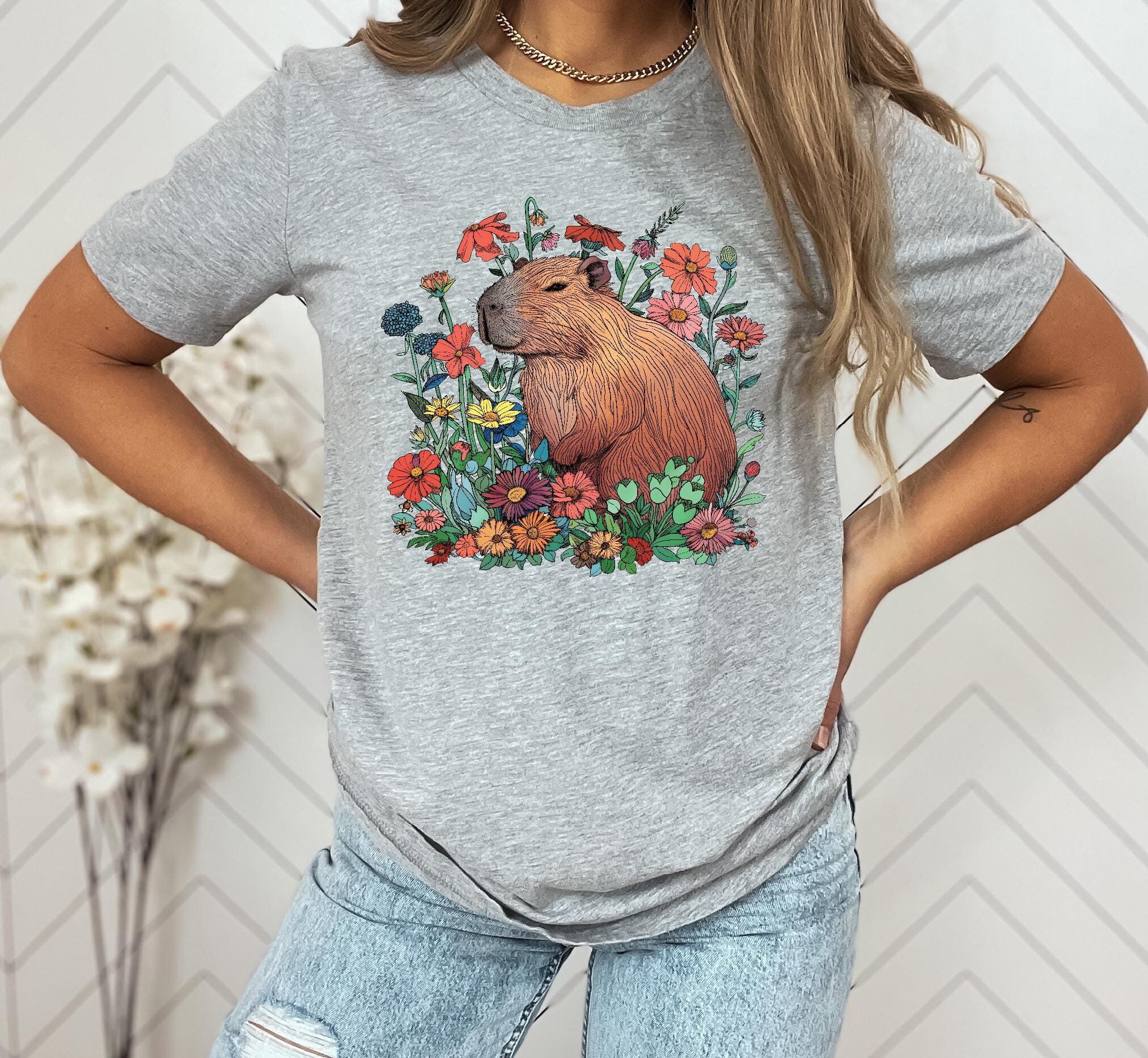 Capybara Smelling Flowers-capybara Png-capybara Sublimation-cute Animal ...