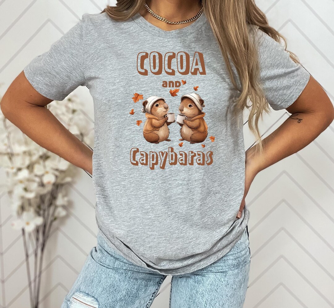 Cocoa and Capybaras-capybara T-shirt Design-capybara Png-fall T-shirt ...