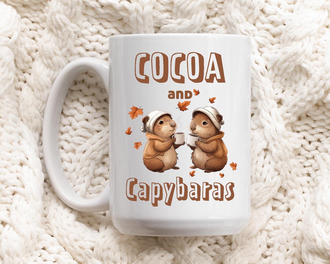 Cocoa and Capybaras-capybara T-shirt Design-capybara Png-fall T-shirt ...