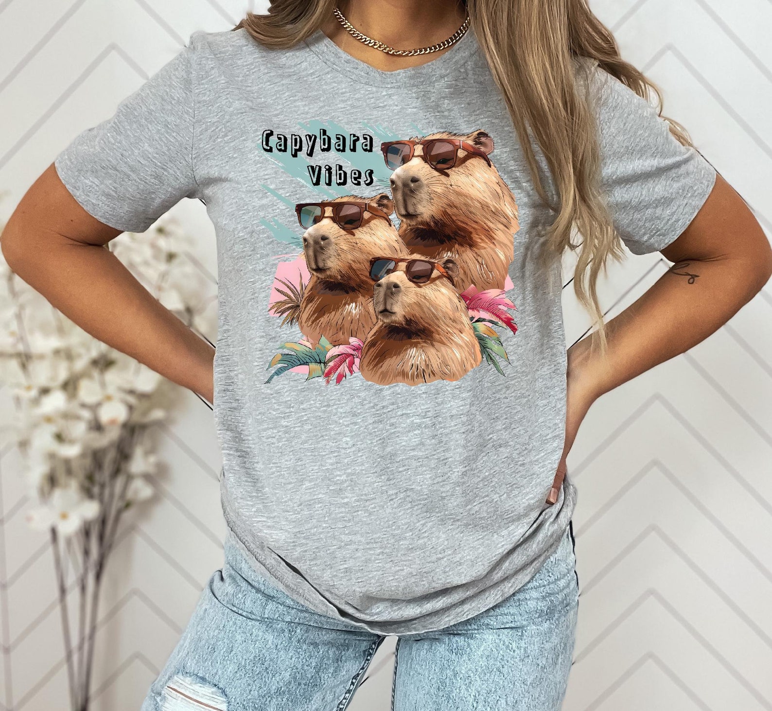 Capybara Vibes-tropical Capybara Art-capybara Graphic-cute Capybara Png ...